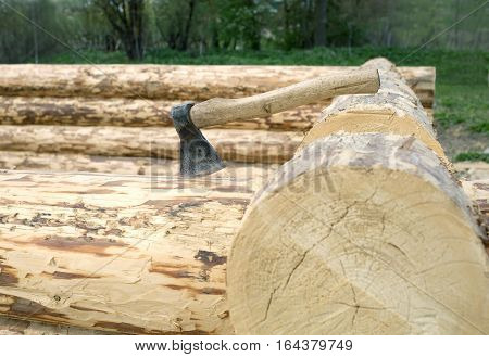 Axe Stuck Log Closeup Image & Photo (Free Trial) | Bigstock