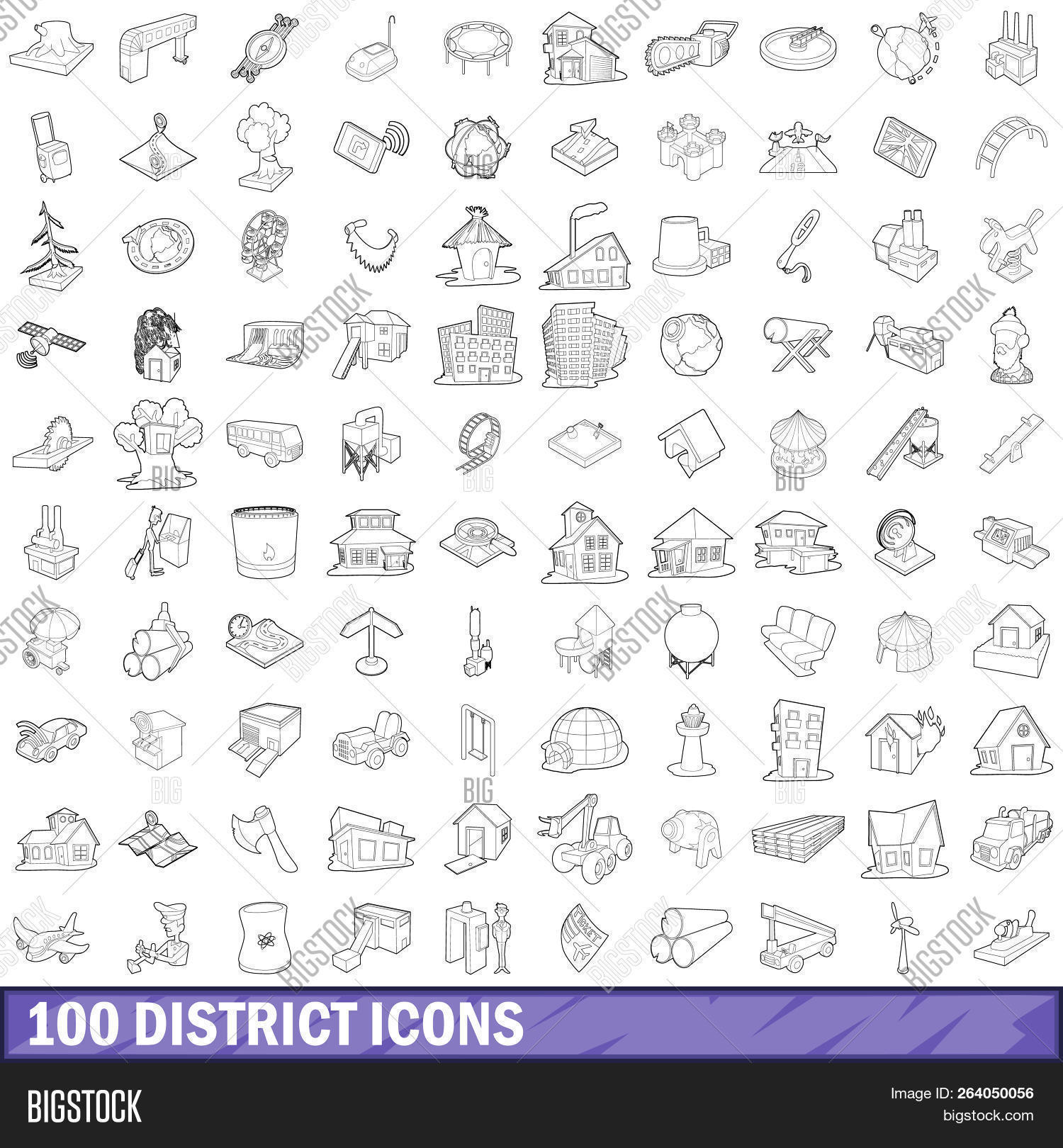 100 District Icons Set Image & Photo (Free Trial) | Bigstock