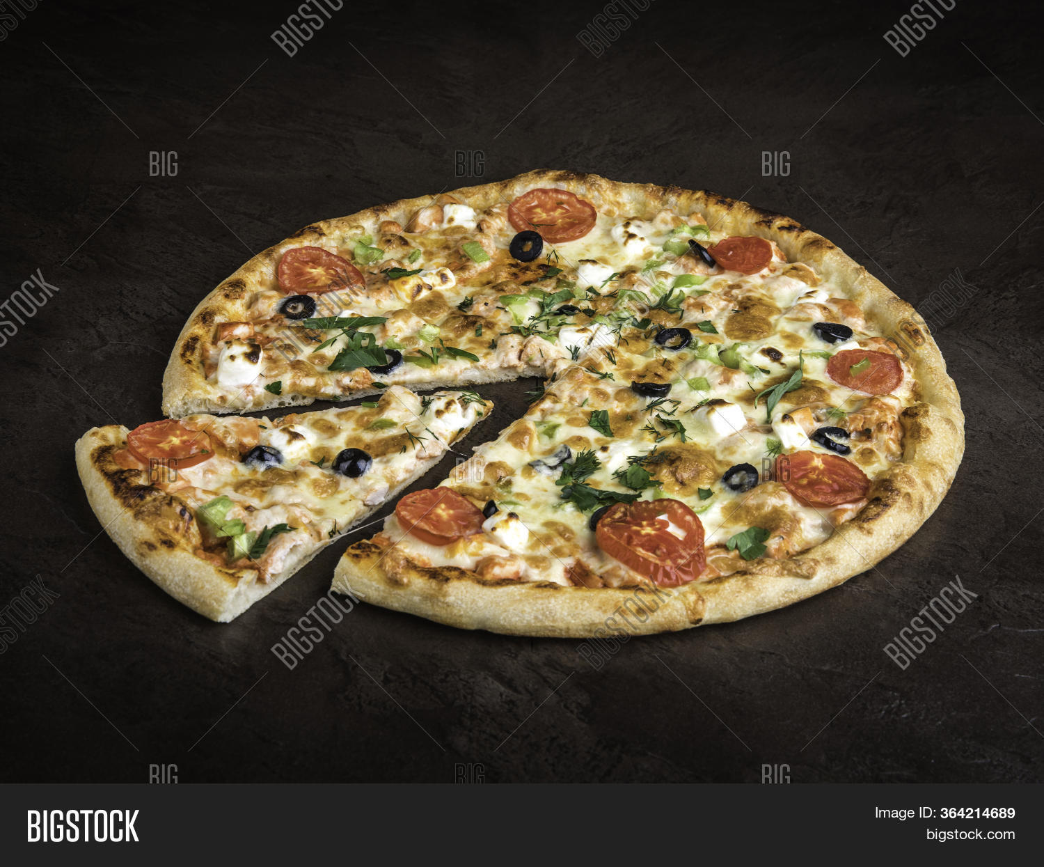 Big Pizza On Dark Image & Photo (Free Trial) | Bigstock