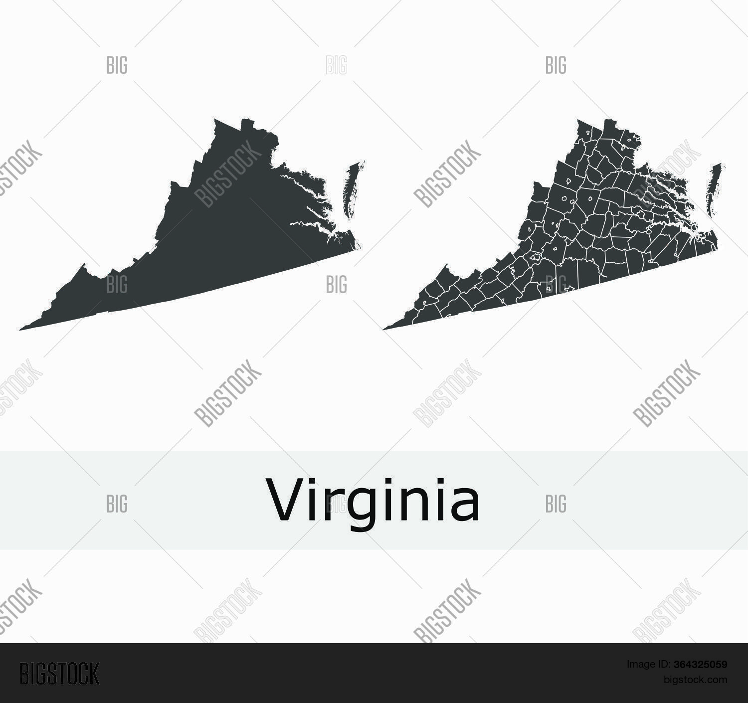 Virginia Maps Vector Vector & Photo (Free Trial) | Bigstock