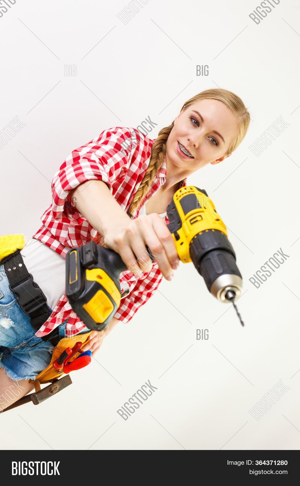 Woman Using Drill On Image & Photo (Free Trial) | Bigstock