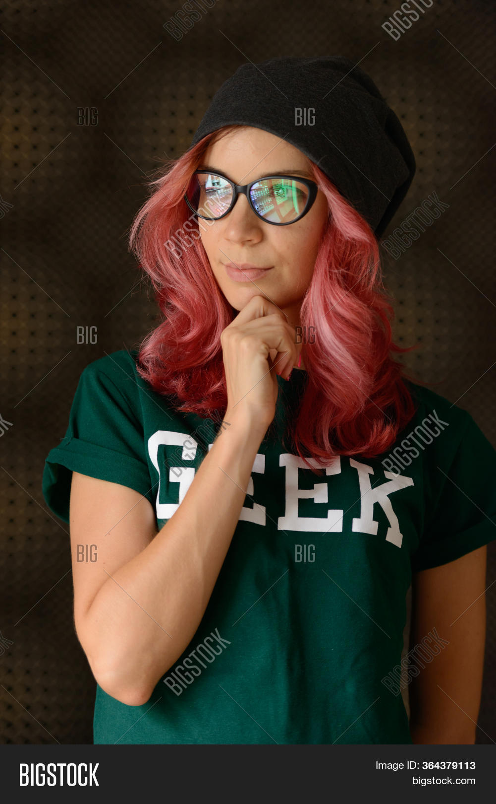 Geek Girl Pink Hair Image & Photo (Free Trial) | Bigstock