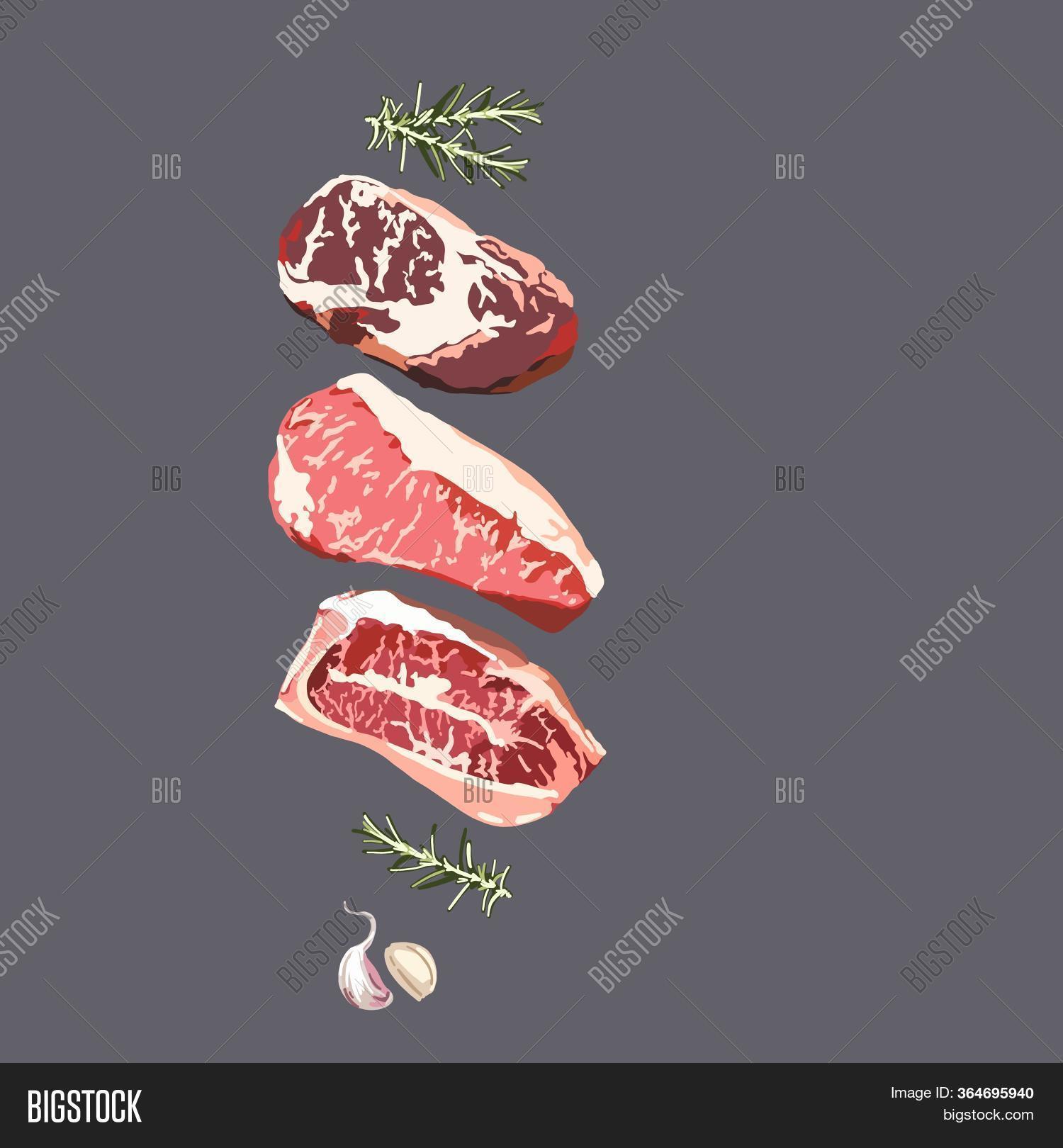 Set Three Meat Steaks Image & Photo (Free Trial) | Bigstock