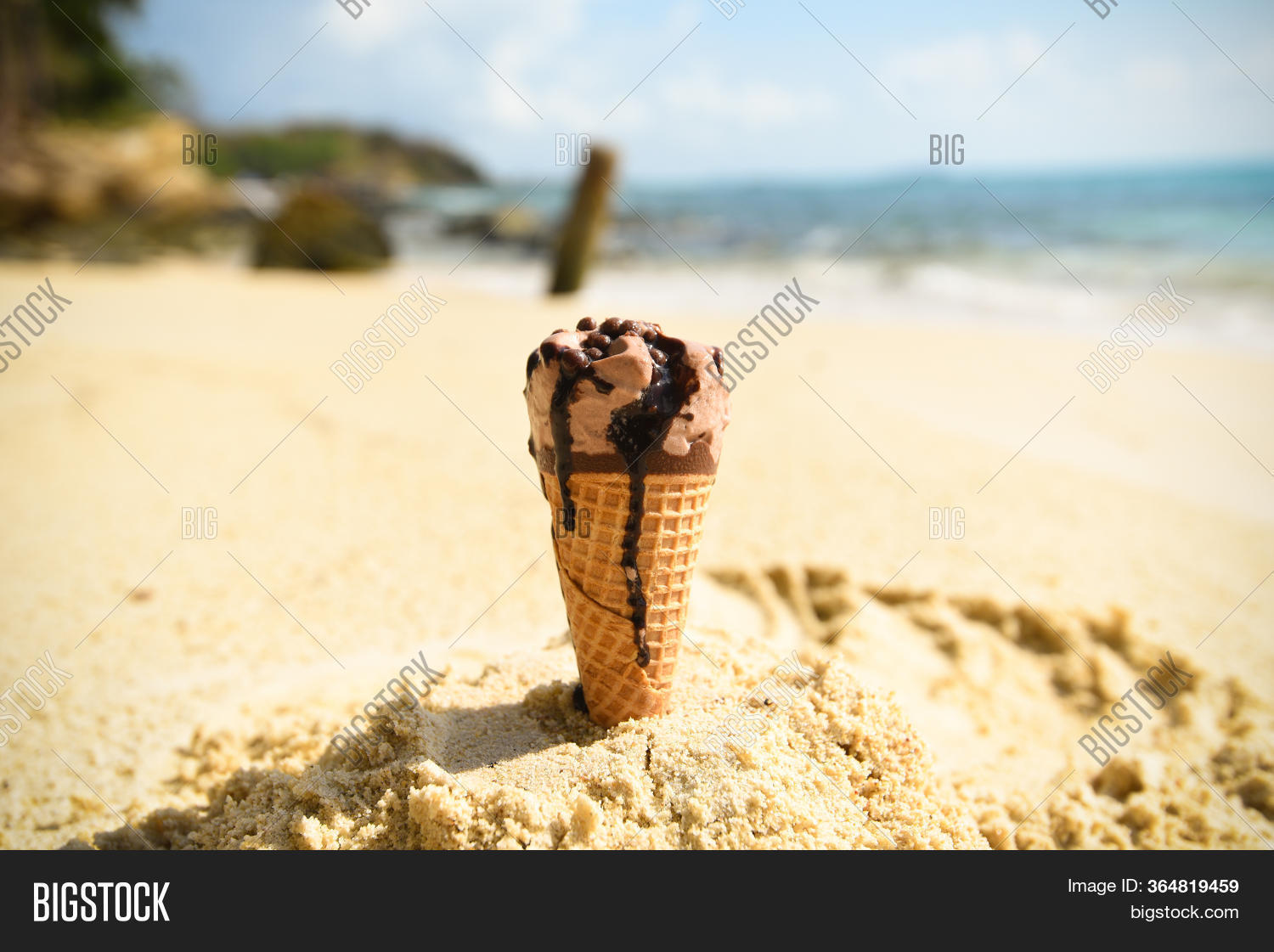 Ice Cream Cone On Sand Image & Photo (Free Trial) | Bigstock