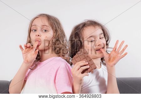 Two Cheerful Girls Eat Image & Photo (Free Trial) | Bigstock