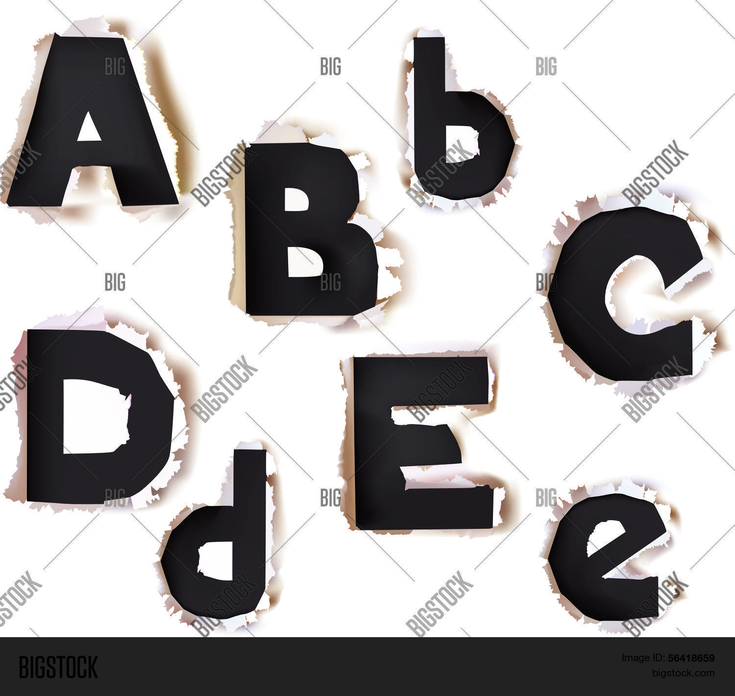 Ripped Paper Alphabet Vector & Photo (Free Trial) | Bigstock