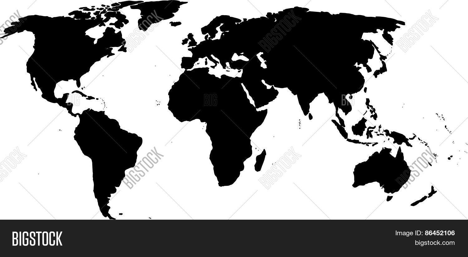 Silhouette World Map Vector & Photo (Free Trial) | Bigstock