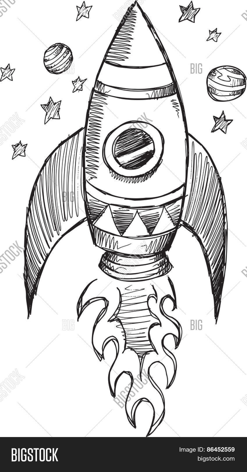 Doodle Sketch Rocket Vector & Photo (Free Trial) | Bigstock