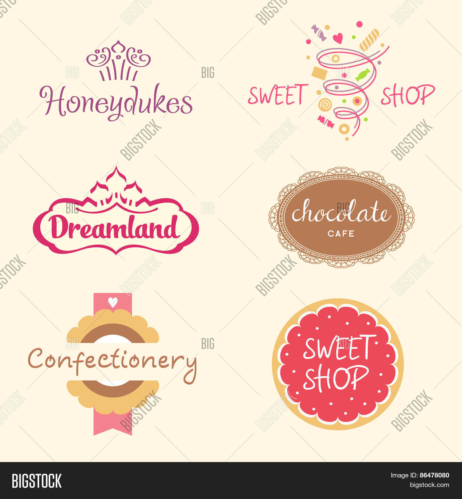 Set Logos. Sweets Vector & Photo (Free Trial) | Bigstock
