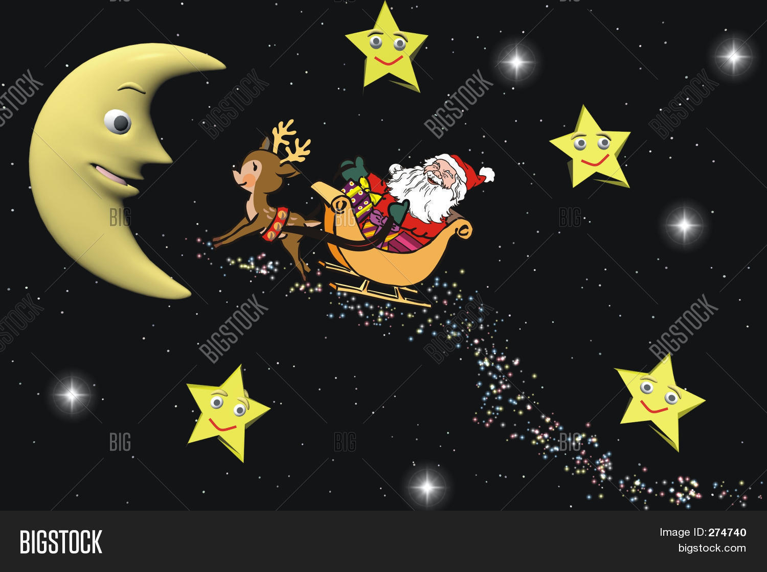 Santa Claus Moon Image & Photo (Free Trial) | Bigstock