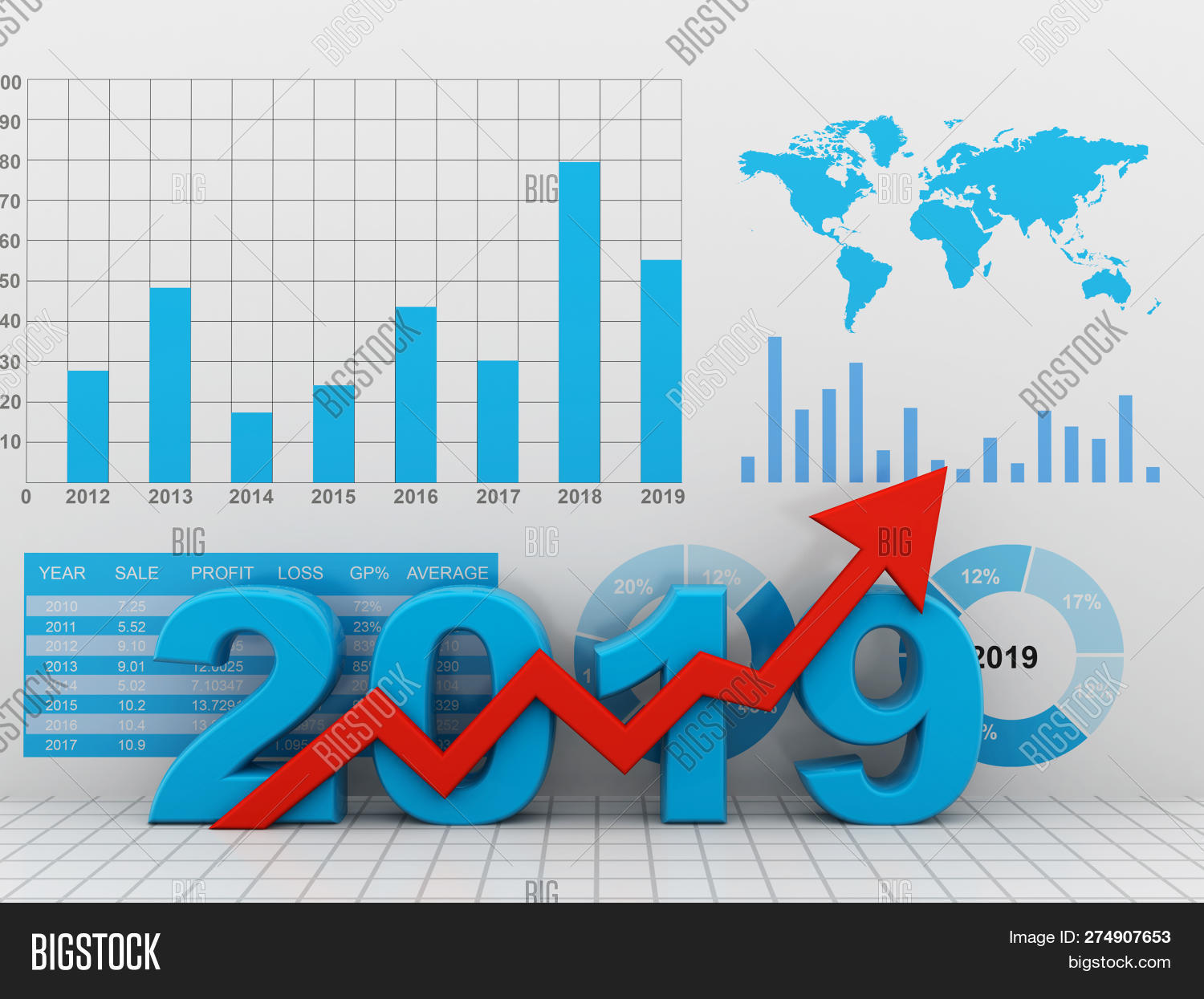 Business Graph Red Image & Photo (Free Trial) | Bigstock