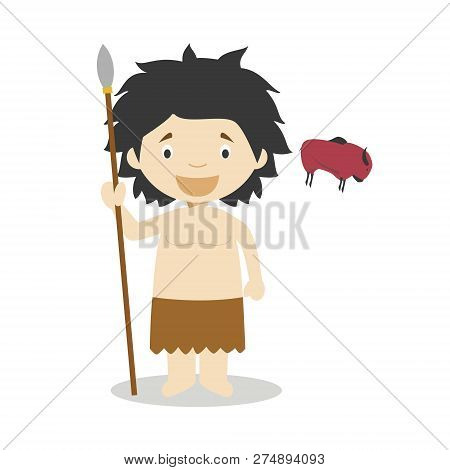 Stone Age Boy Cartoon Vector & Photo (Free Trial) | Bigstock
