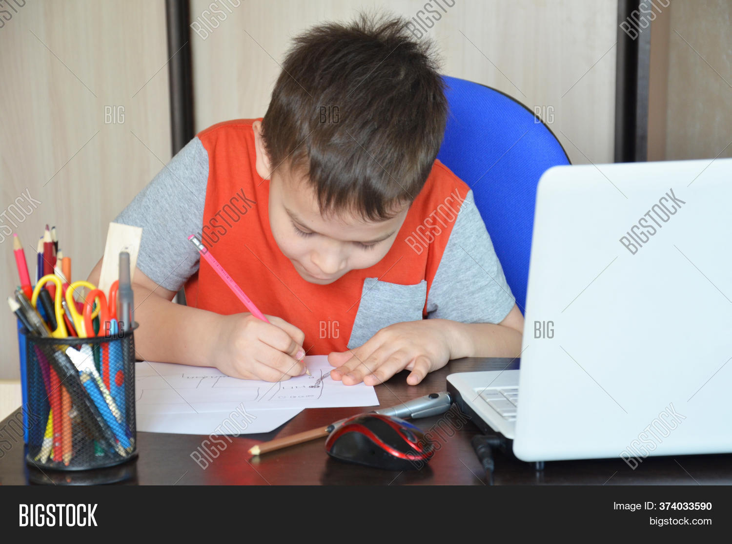 Smart Young Boy Works Image & Photo (Free Trial) | Bigstock