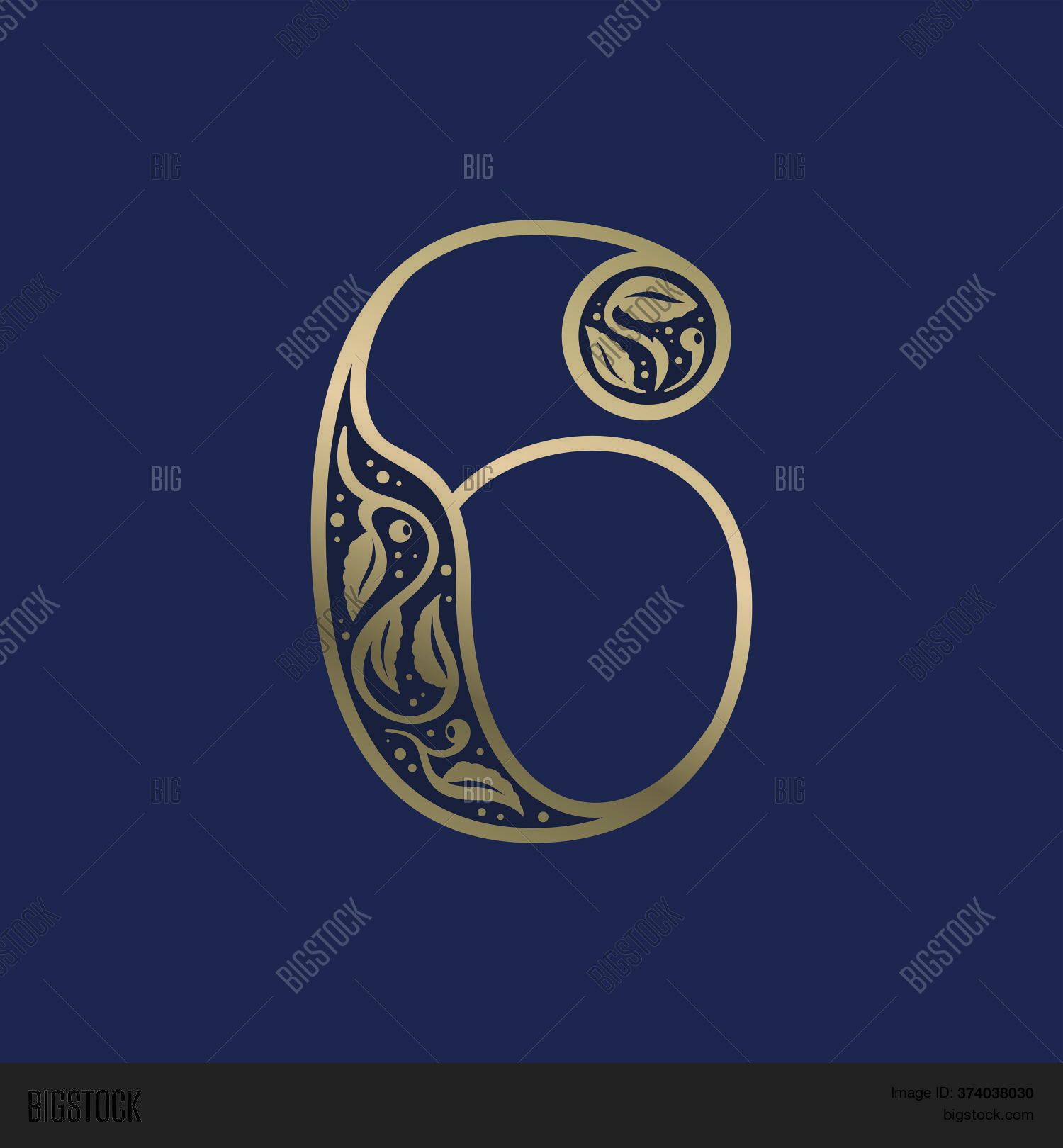 Vintage Number Six Vector & Photo (Free Trial) | Bigstock