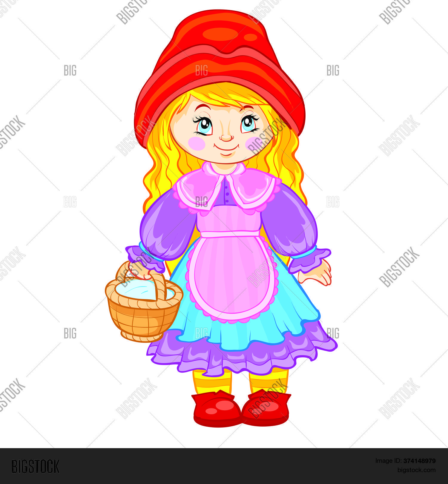 Girl Red Hat Basket Vector & Photo (Free Trial) | Bigstock