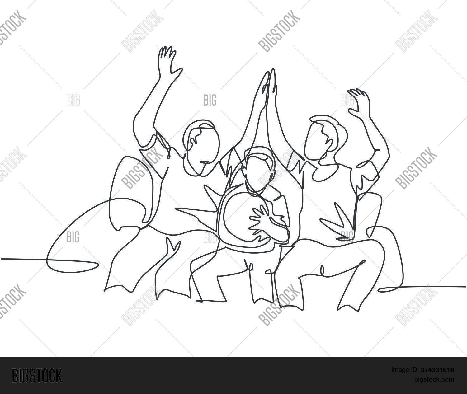One Line Drawing Fans Vector & Photo (Free Trial) | Bigstock