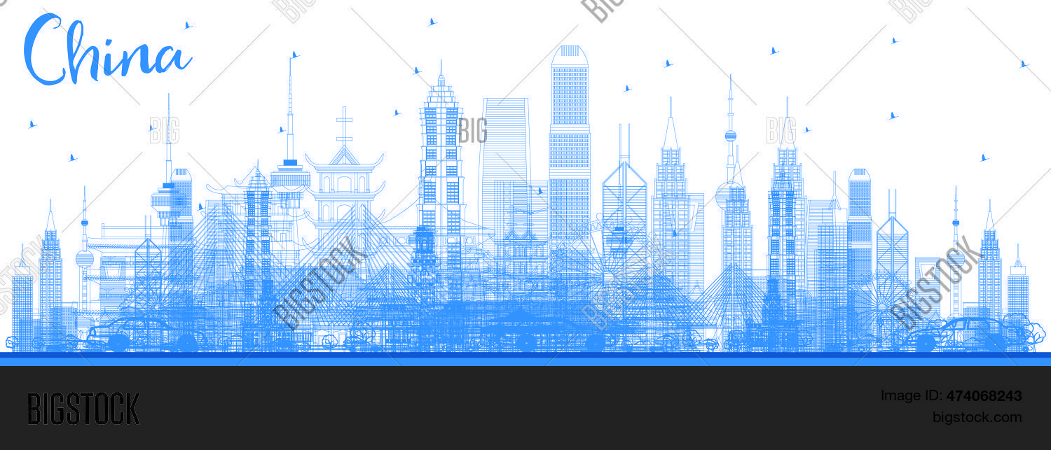 Outline China City Vector & Photo (Free Trial) | Bigstock