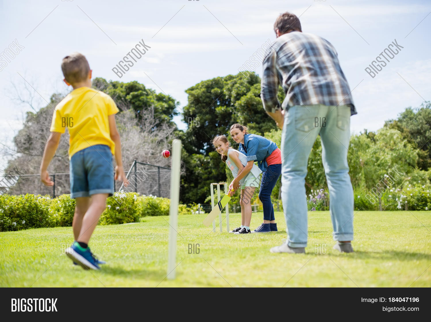 Family Playing Cricket Image & Photo (Free Trial) | Bigstock