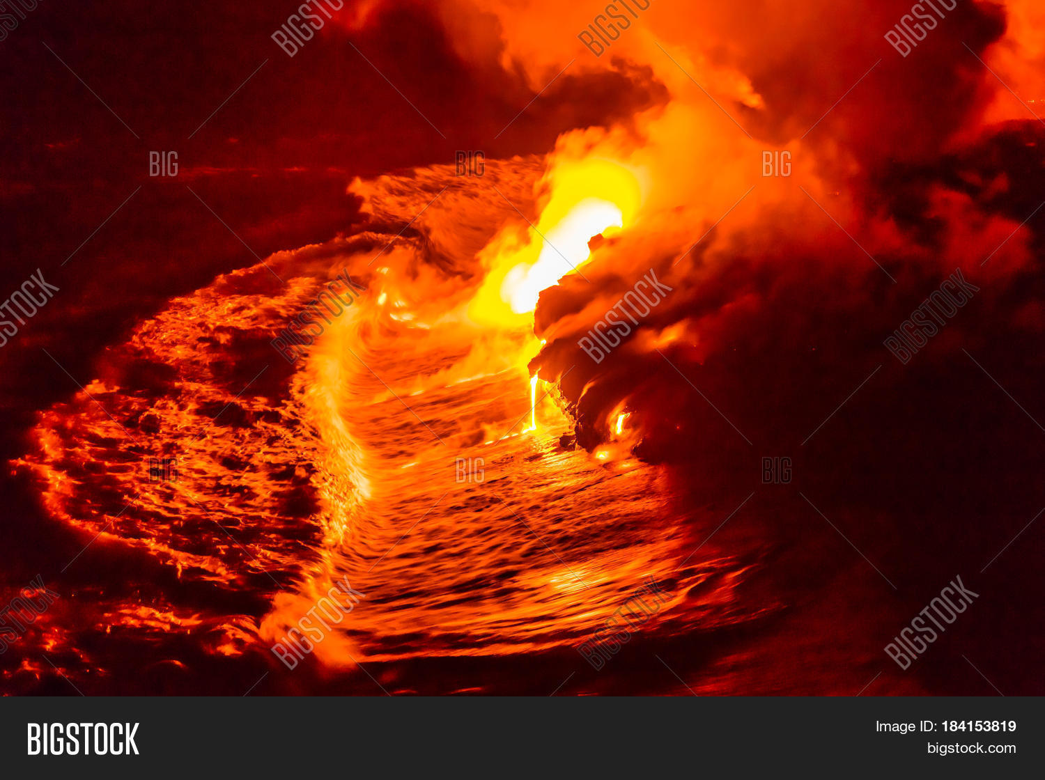 Lava Flow Pouring Into Image & Photo (Free Trial) | Bigstock