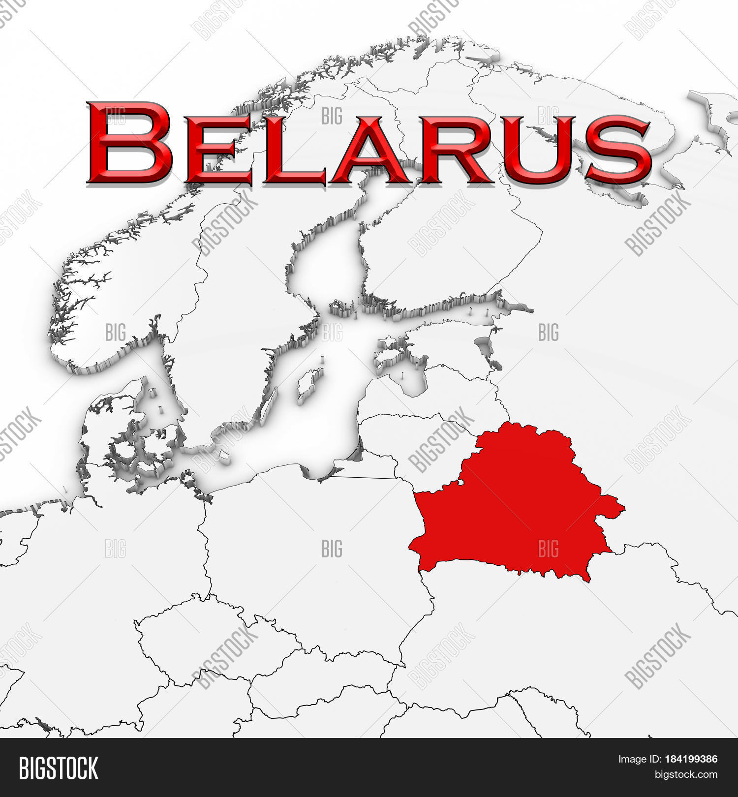 3D Map Belarus Country Image & Photo (Free Trial) | Bigstock