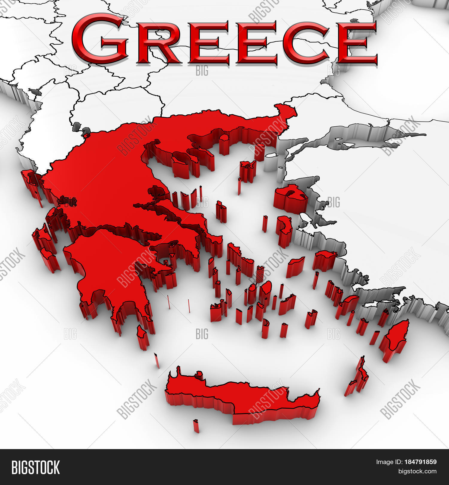 3D Map Greece Country Image & Photo (Free Trial) | Bigstock