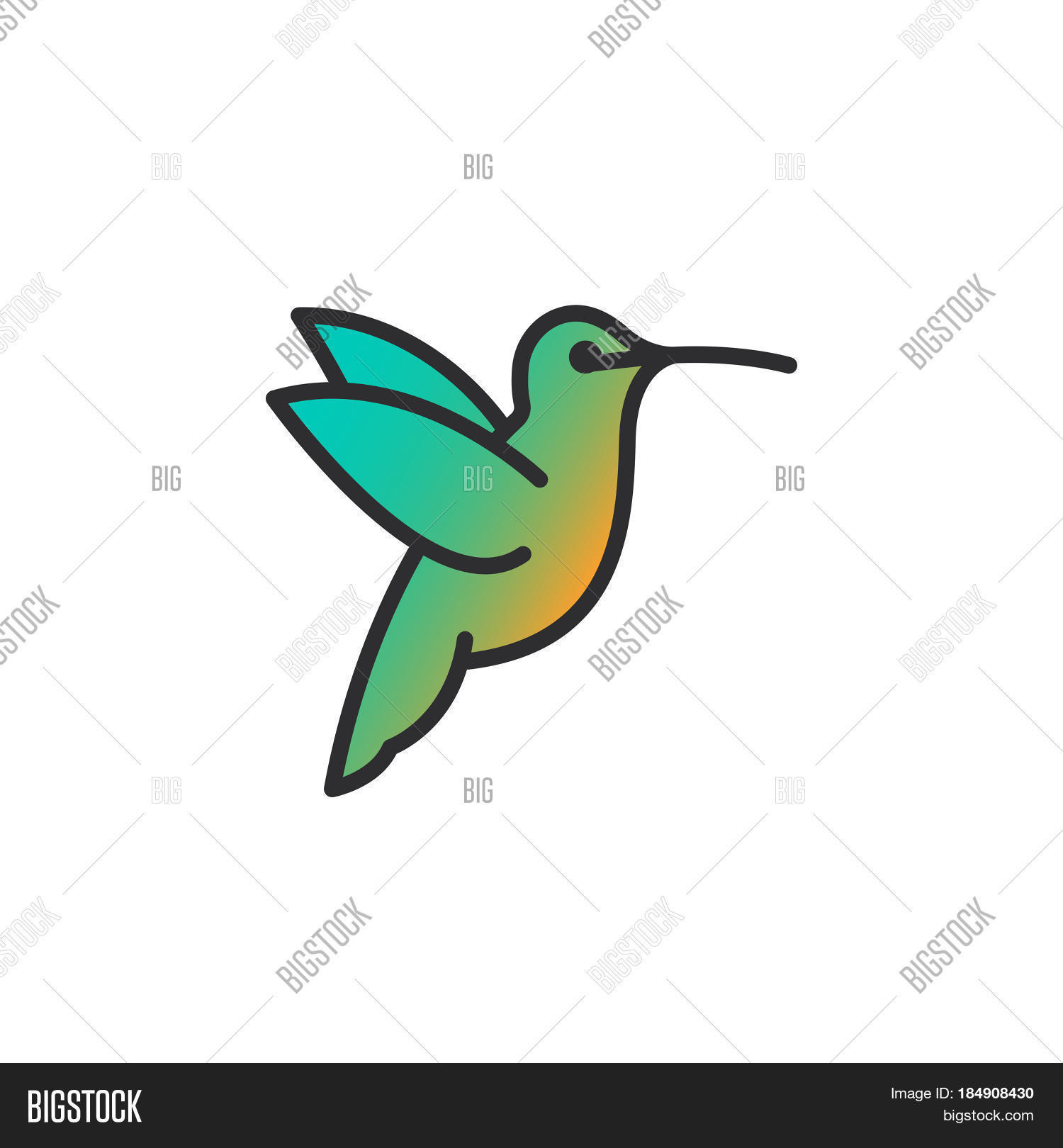 Hummingbird Line Icon Vector & Photo (Free Trial) | Bigstock