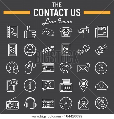 Contact Us Line Icon Vector & Photo (Free Trial) | Bigstock