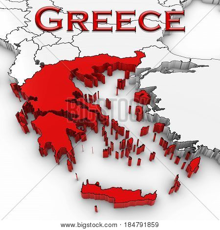 3D Map Greece Country Image & Photo (Free Trial) | Bigstock