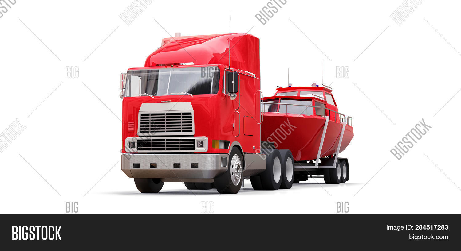Big Red Truck Trailer Image & Photo (Free Trial) | Bigstock