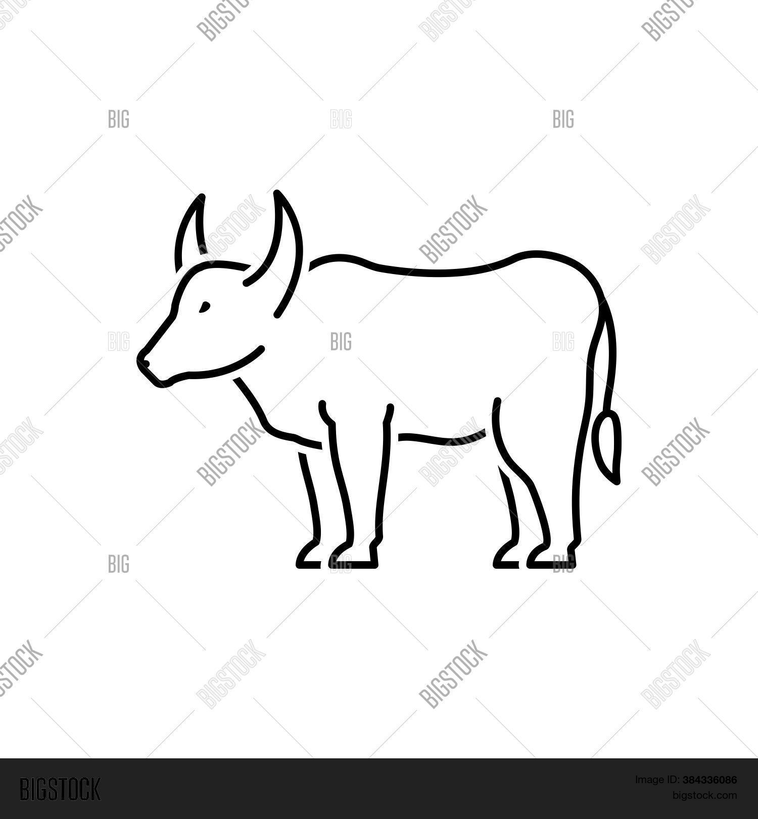 Black Line Icon Ox Vector & Photo (Free Trial) | Bigstock