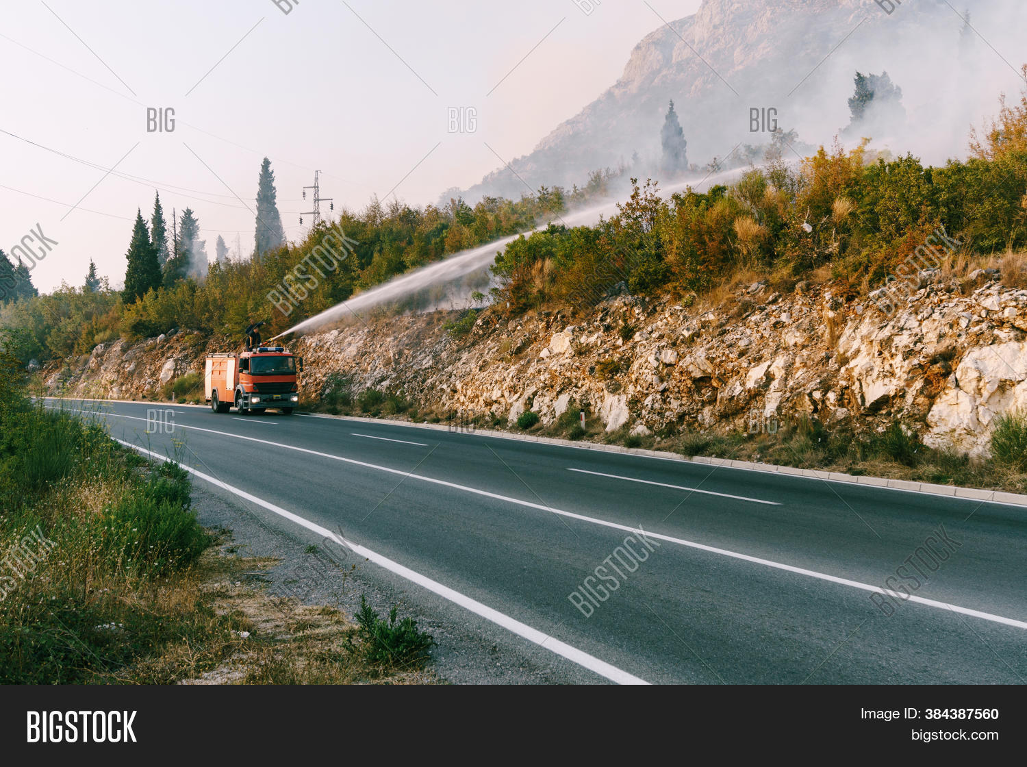 Fire Truck On Road Image & Photo (Free Trial) | Bigstock