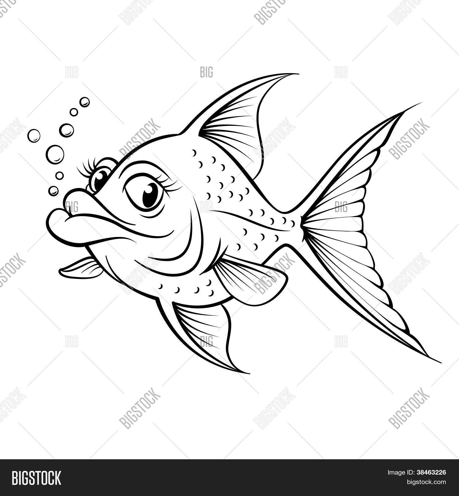 Cartoon Drawing Fish Vector & Photo (Free Trial) | Bigstock