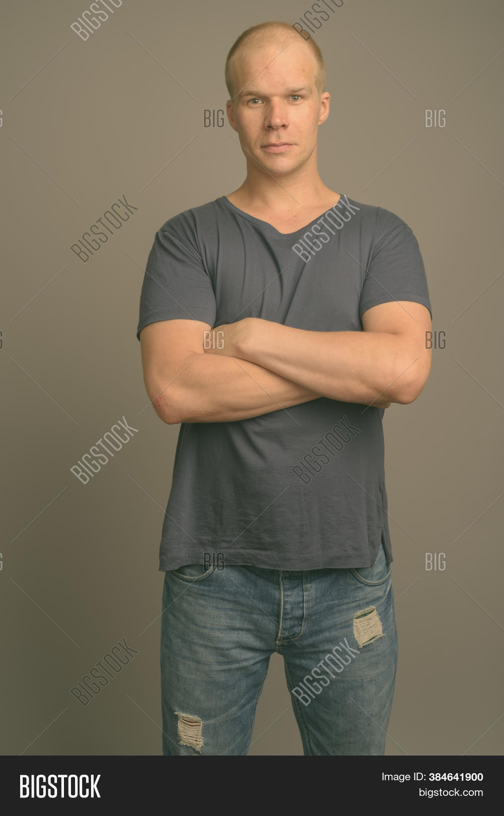 Bald Man Wearing Blue Image & Photo (Free Trial) | Bigstock