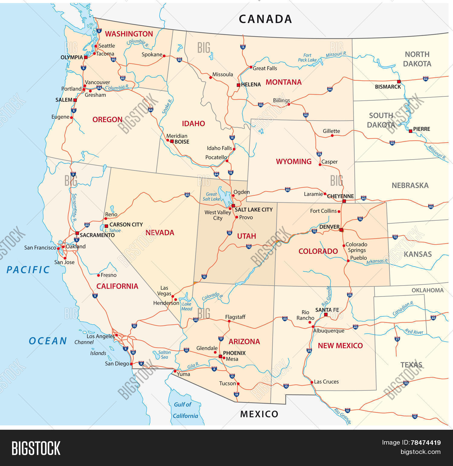 Online Map Western United States