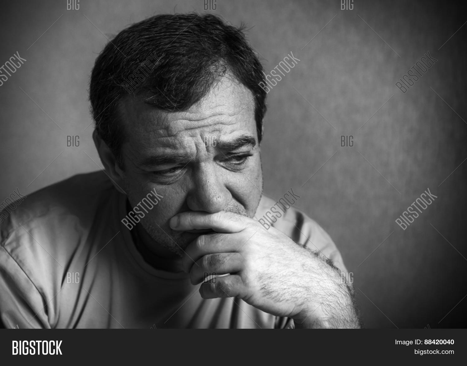 Sad Man. Black White Image & Photo (Free Trial) | Bigstock