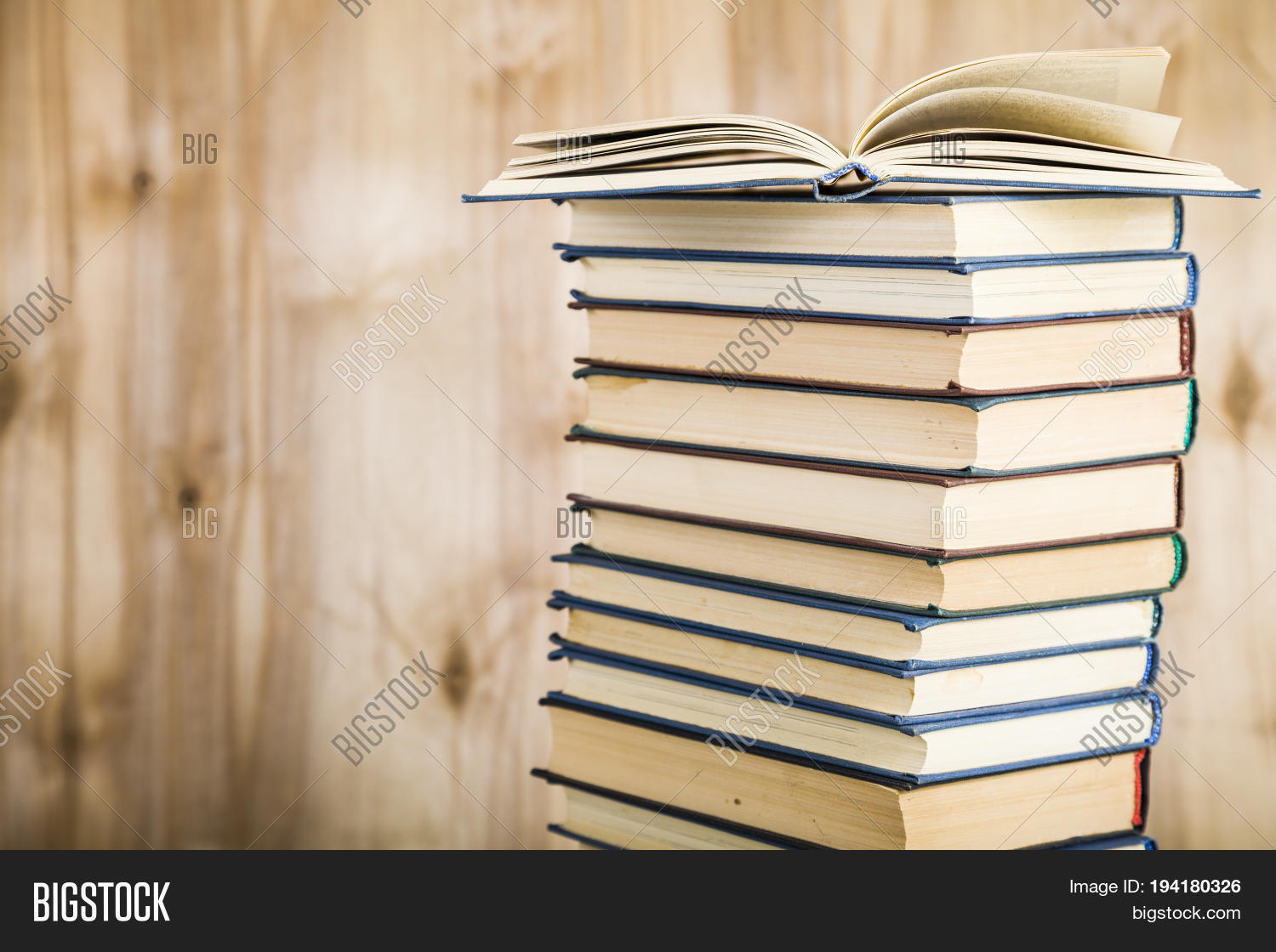 Stack Books On Wooden Image & Photo (Free Trial) | Bigstock