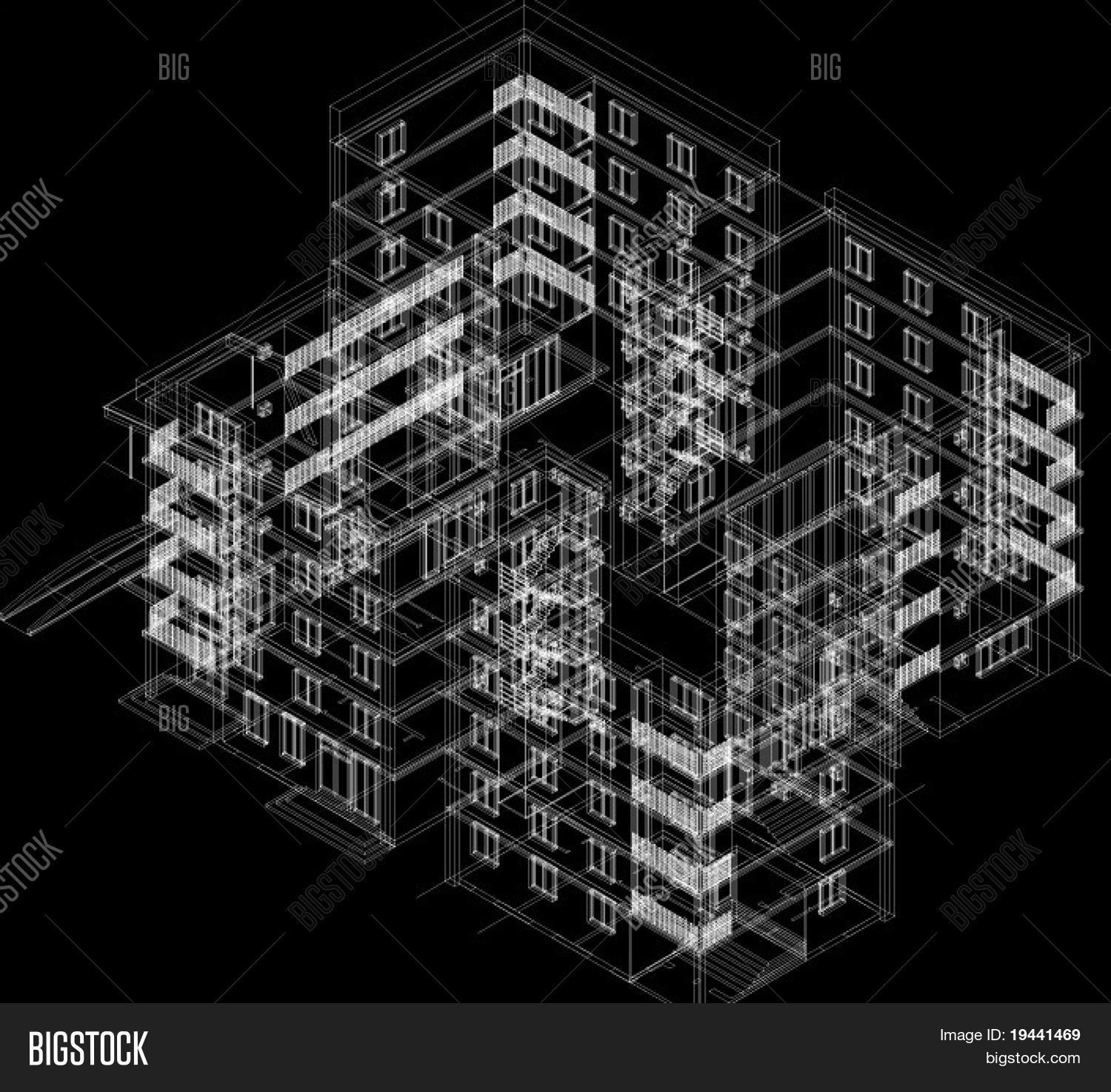 3D Building On Black Vector & Photo (Free Trial) | Bigstock