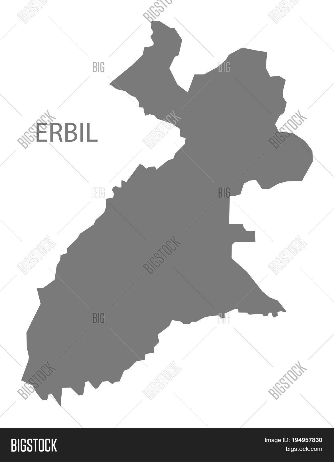 Erbil Iraq Map Grey Image & Photo (Free Trial) | Bigstock