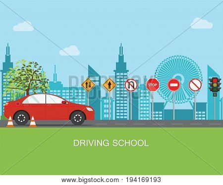 Driving School Car Vector & Photo (Free Trial) | Bigstock