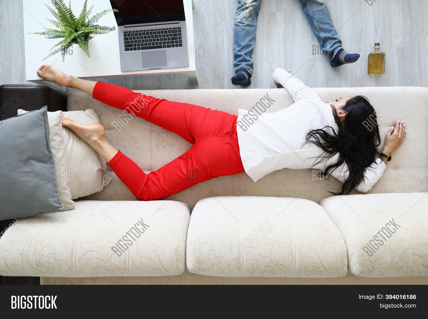 Woman Lies On Couch Image & Photo (Free Trial) | Bigstock