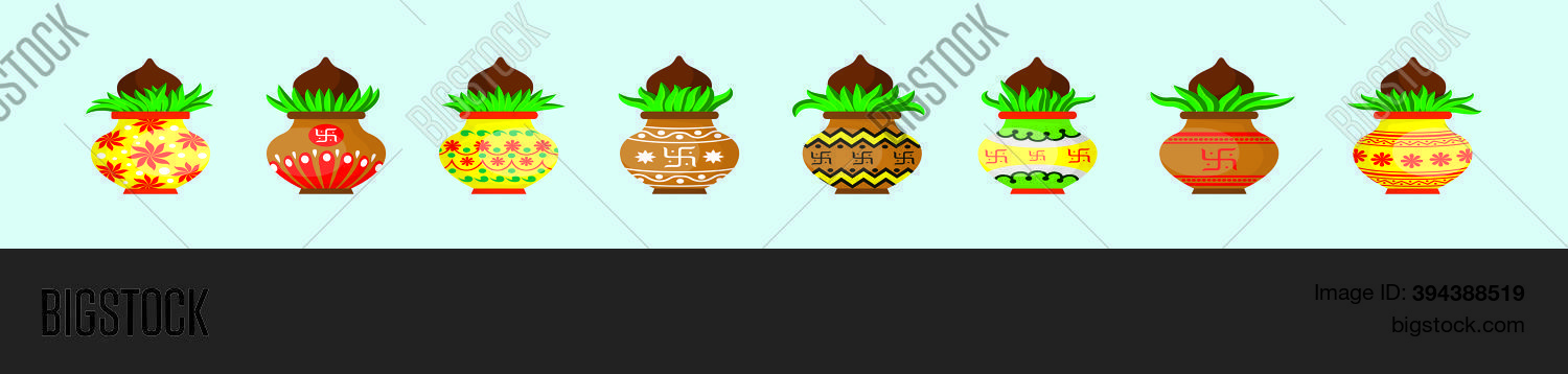 Set Kalash Cartoon Vector & Photo (Free Trial) | Bigstock