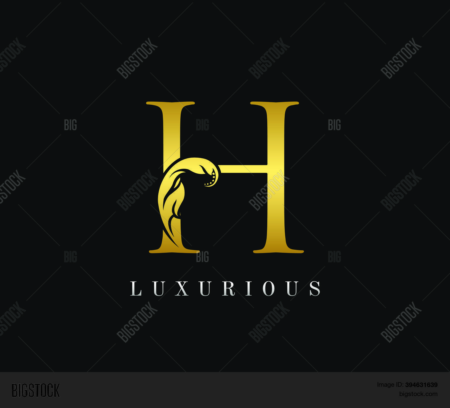 Golden H Luxury Logo Vector & Photo (Free Trial) | Bigstock