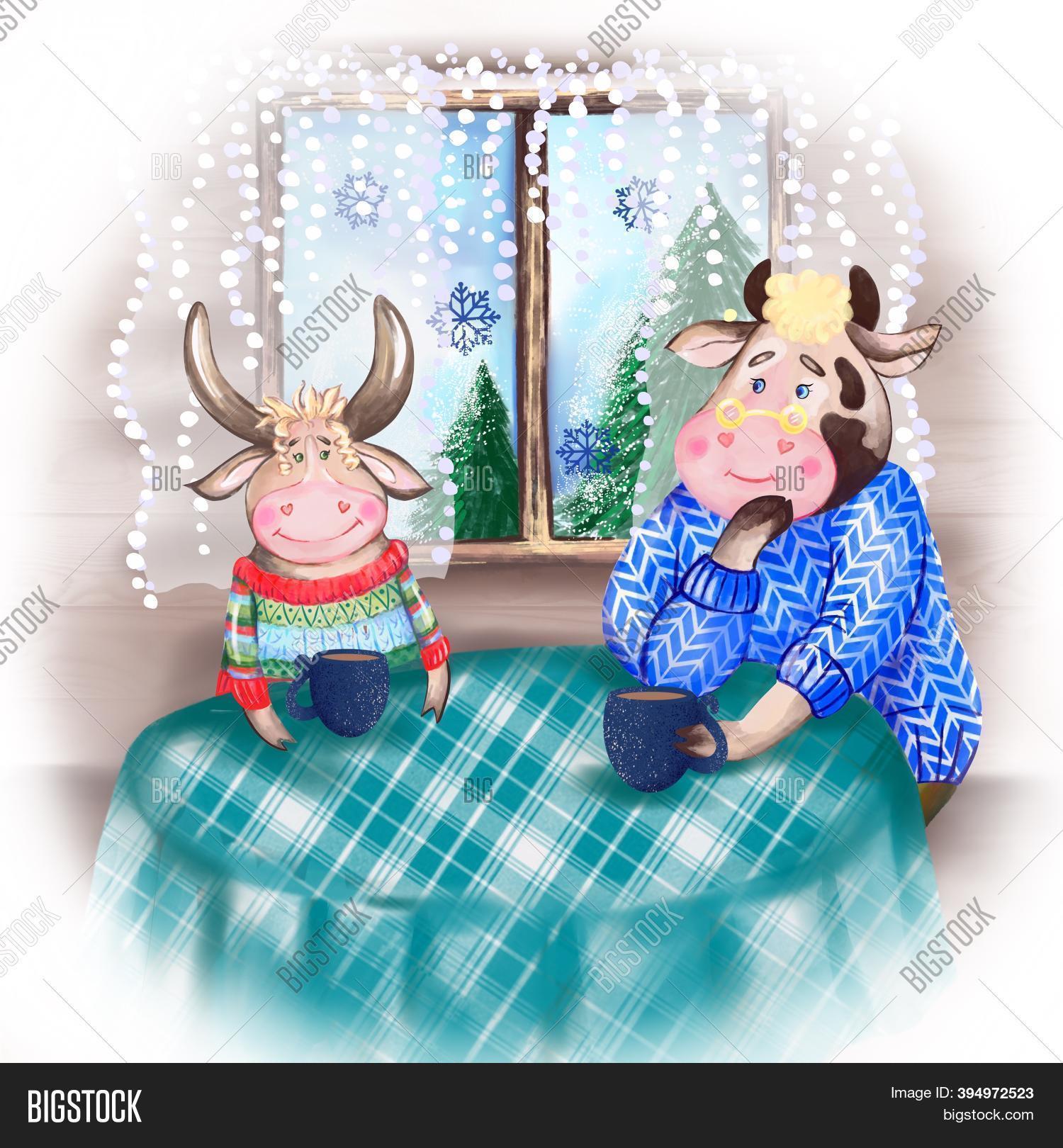 Bull Cow Drinking Tea Image & Photo (Free Trial) | Bigstock