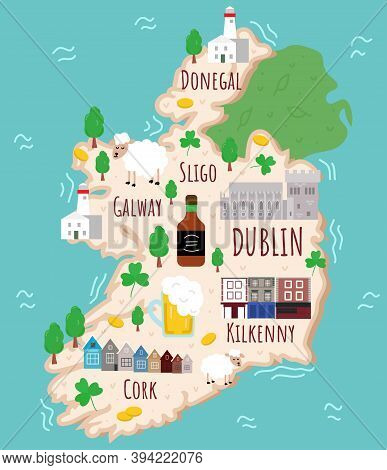 Cartoon Map Ireland. Vector & Photo (Free Trial) | Bigstock