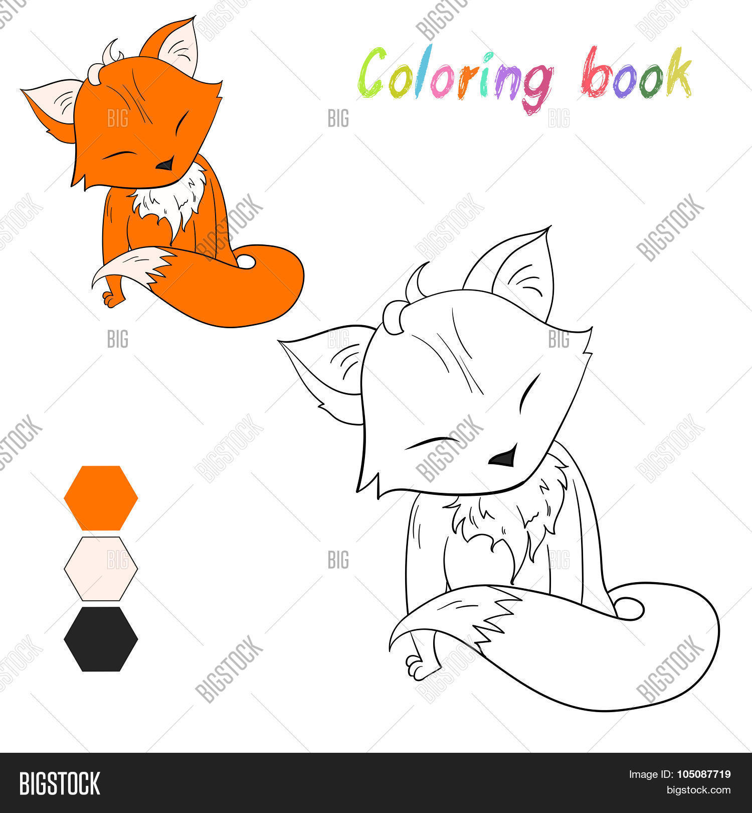 Coloring Book Fox Vector & Photo (Free Trial) | Bigstock
