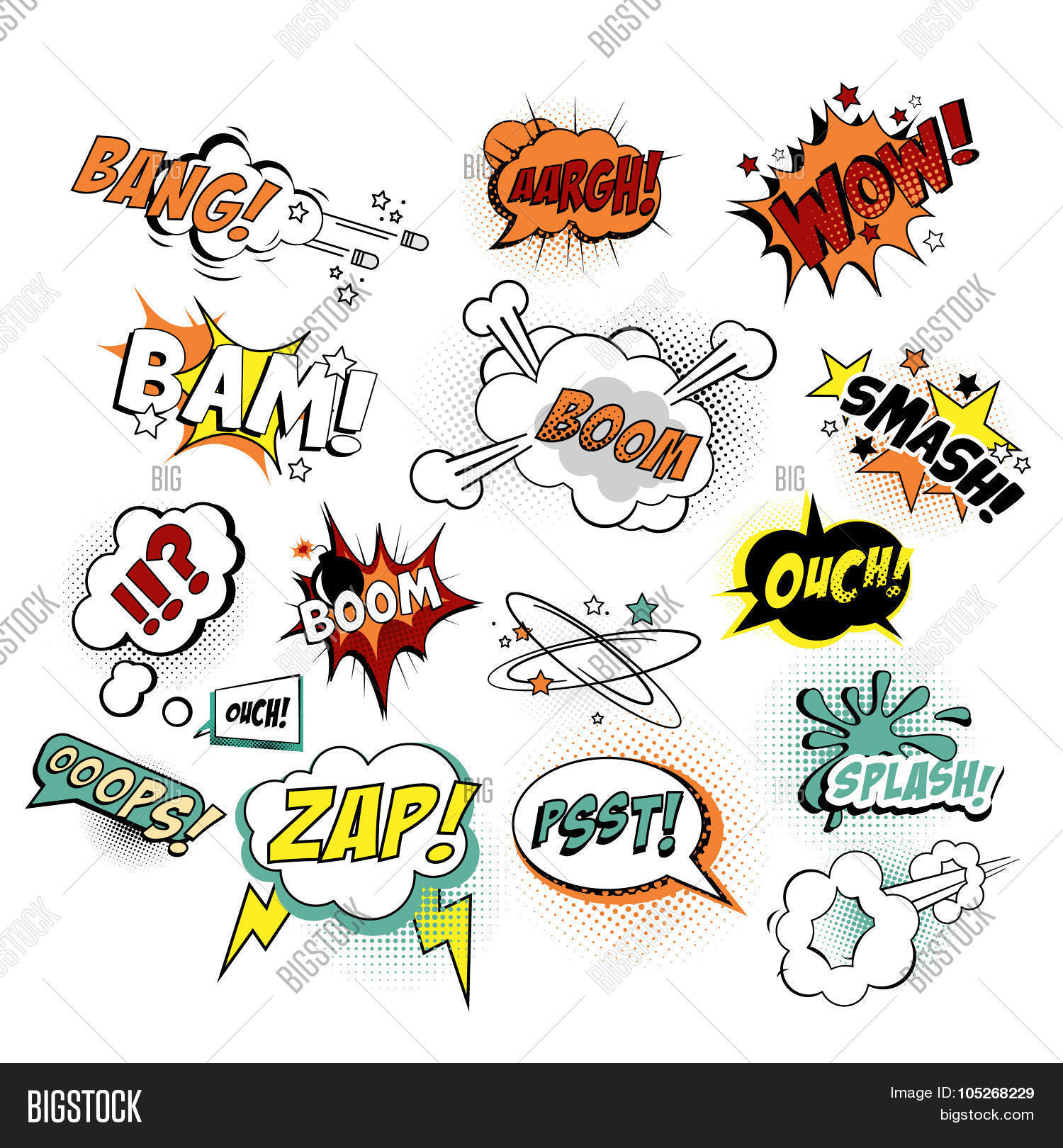 Set Comic Text, Pop Vector & Photo (Free Trial) | Bigstock