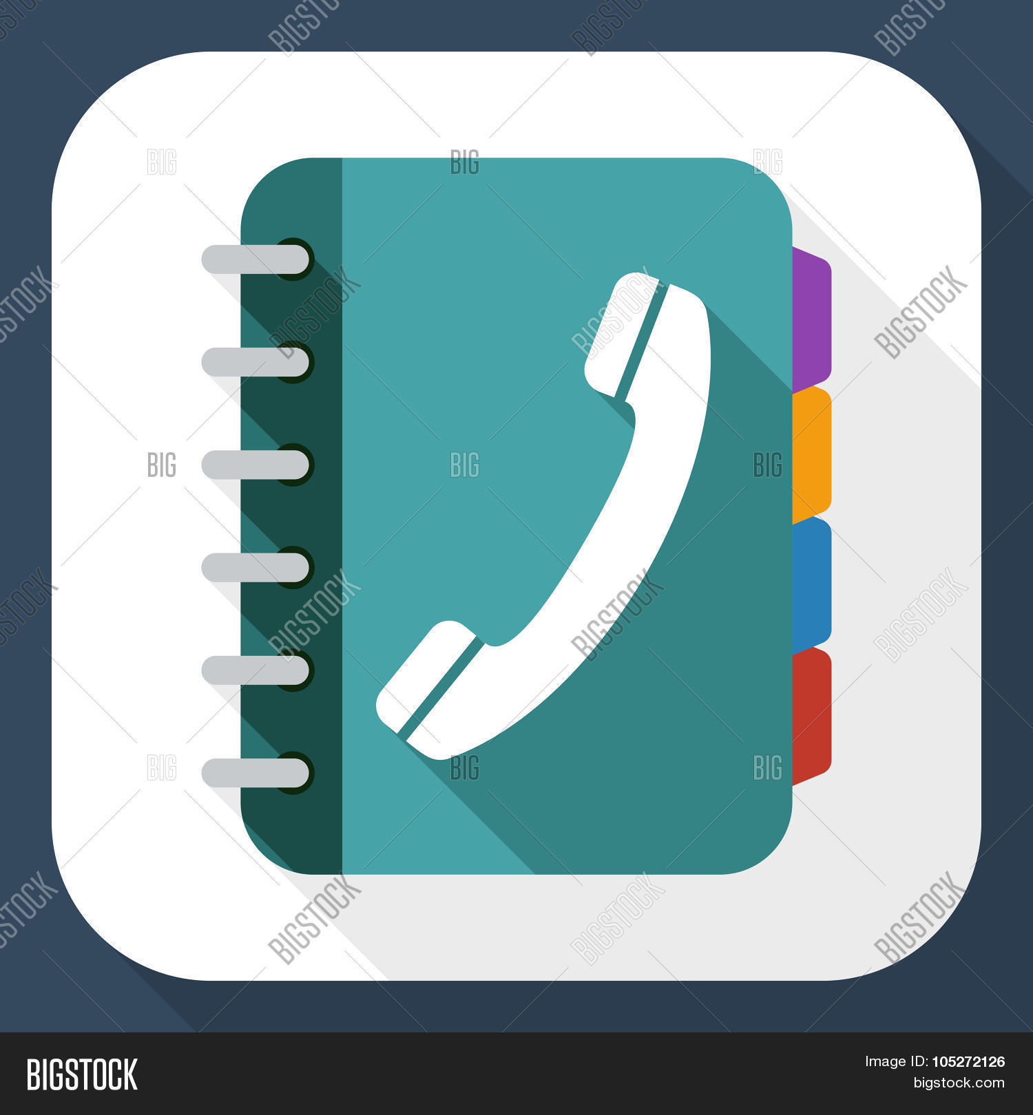 Phone Book Flat Icon Vector & Photo (Free Trial) | Bigstock