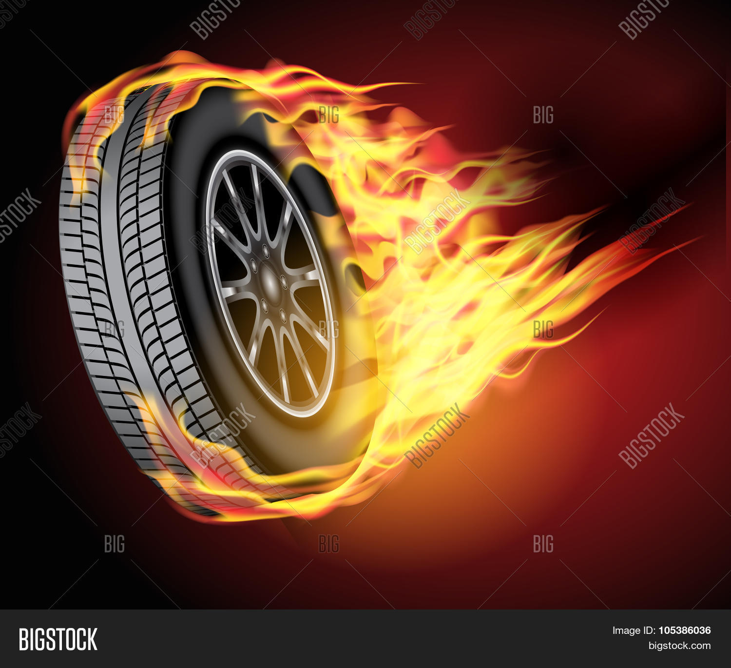 Car Wheel Fire Vector & Photo (Free Trial) | Bigstock
