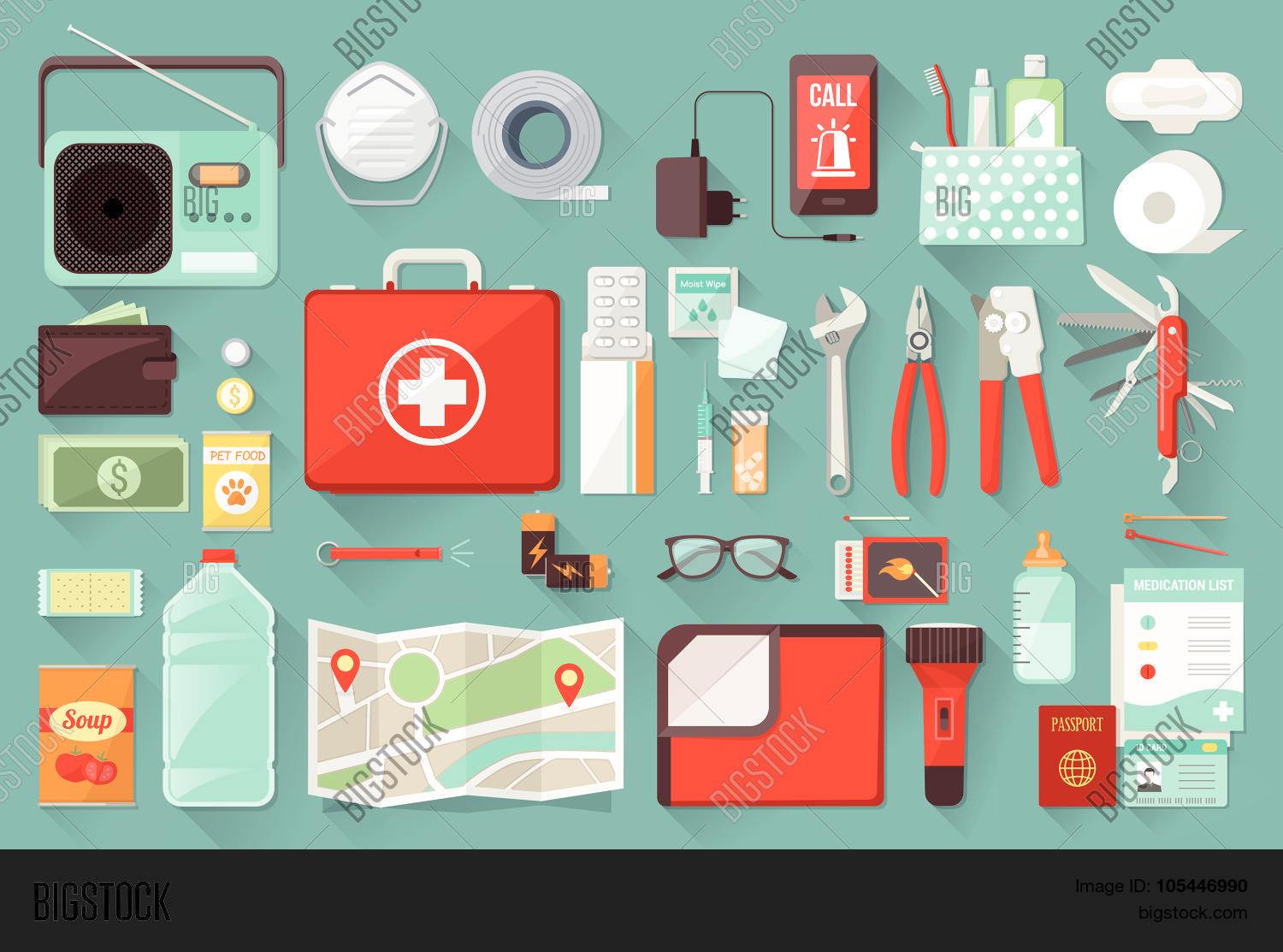 Survival Kit Vector & Photo (Free Trial) | Bigstock