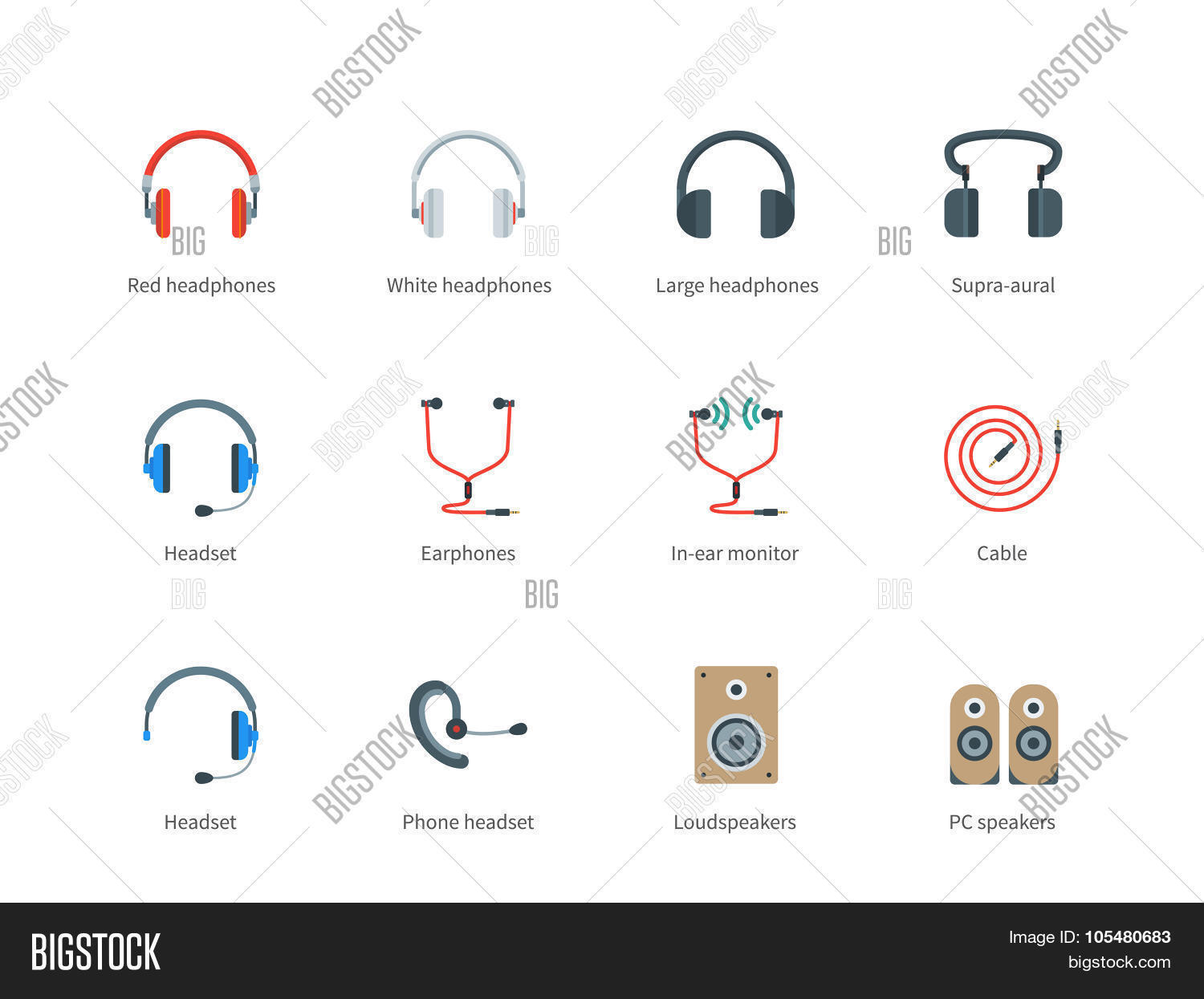 Headphones Color Vector & Photo (Free Trial) | Bigstock